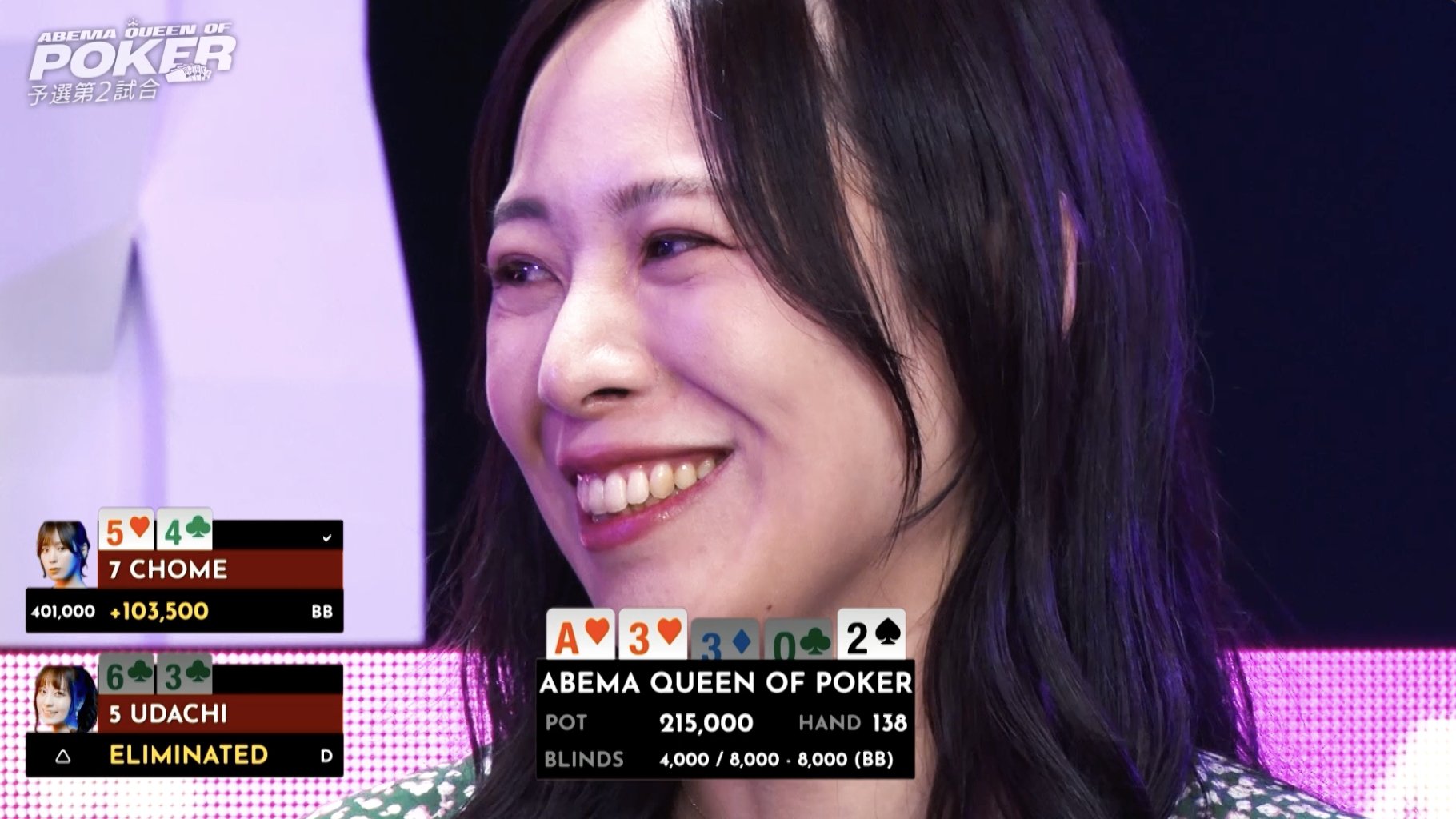 【写真・画像】「強すぎ」予選第2戦の勝者はプロポーカー美女・ちょめ！ 最後は劇的展開で本人もびっくり「ただただ豪運でした」／ポーカー・AQOP 1枚目 | ポーカー | ABEMA TIMES ...