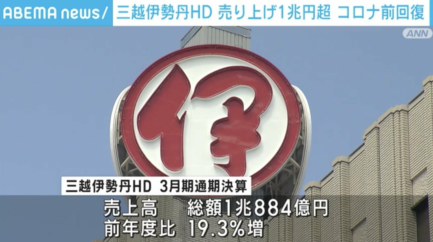 三越伊勢丹HD 売り上げ3年ぶりに1兆円超 | 経済・IT | ABEMA TIMES | アベマタイムズ