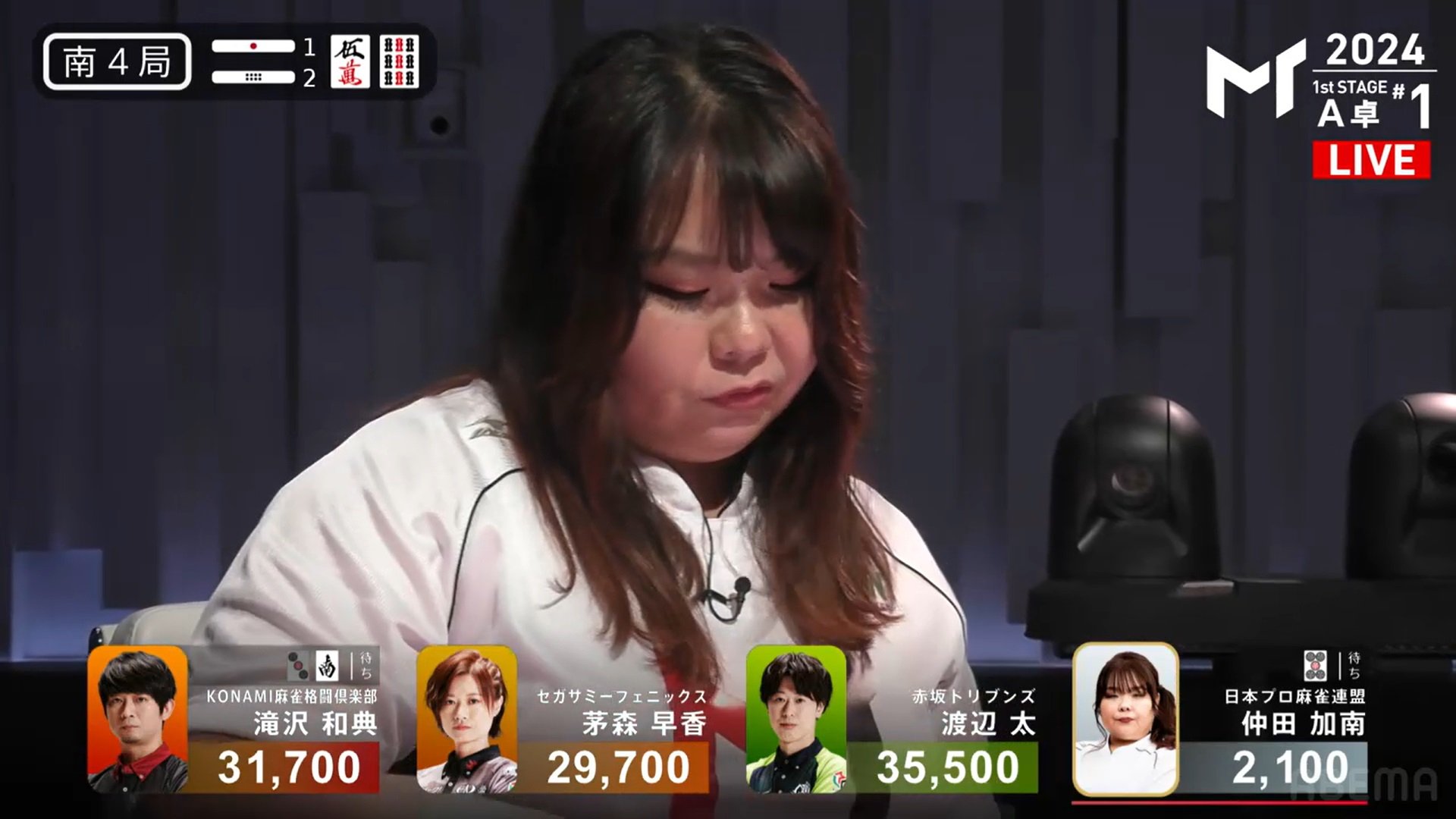 これが剛腕ラリアットだ！仲田加南、最終盤で裏ドラ5枚モロ乗りの親倍満 衝撃の大復活シーン／麻雀・Mトーナメント | 麻雀 | ABEMA TIMES | アベマタイムズ