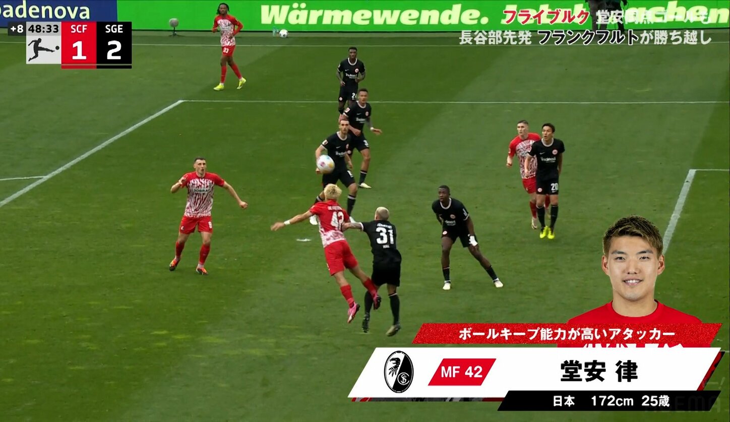 「PKだろ！」「逆ギレやん」堂安律が突き飛ばされる→加害者が激怒の珍事が発生…ノーファウル判定に「押してるやん」「それありなん？」など疑問の声 | ブンデスリーガ | ABEMA TIMES ...