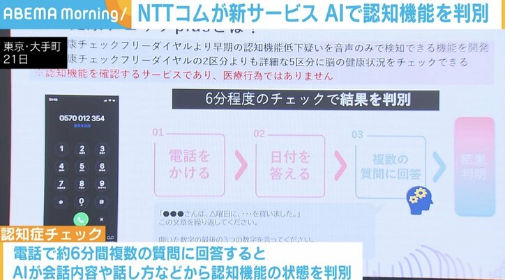 NTTコムが新サービス AIで認知機能を5段階判別 | 経済・IT | ABEMA TIMES | アベマタイムズ