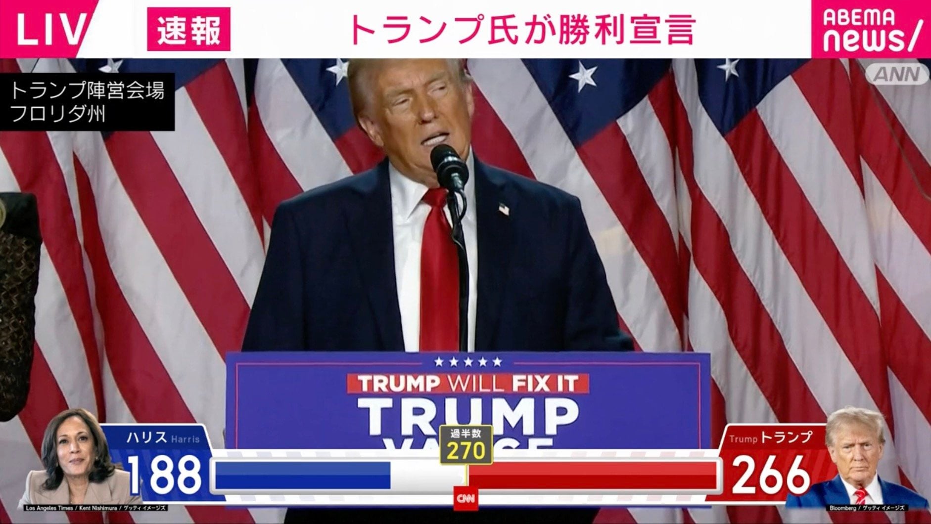 【写真・画像】アメリカ大統領選挙・トランプ氏が勝利宣言「見たこともない勝利」激戦州でも次々勝利しハリス氏を終始リード 1枚目 国際