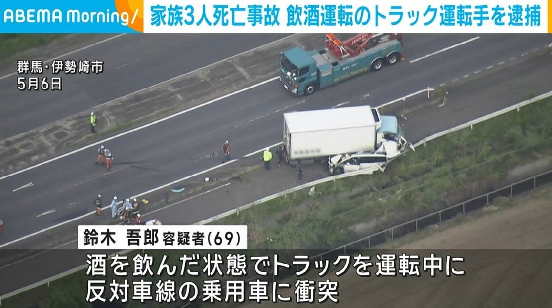 家族3人死亡事故 飲酒運転のトラック運転手を逮捕 群馬・伊勢崎市 国内 Abema Times アベマタイムズ